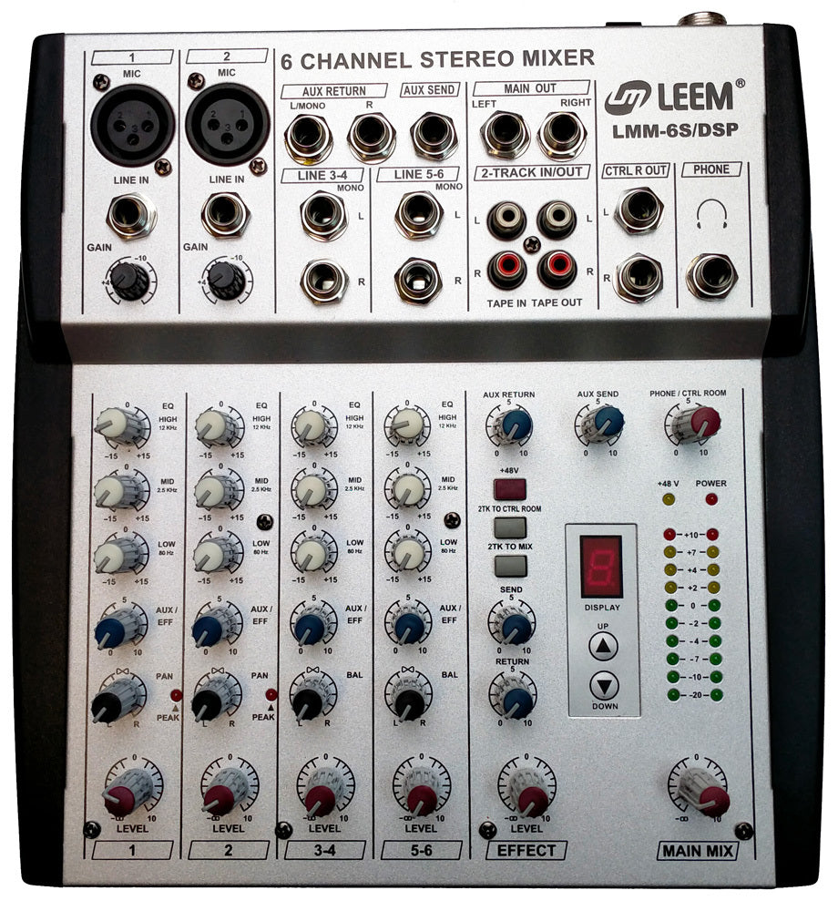 Leem LMM-6S/DSP Ultra-low noise 6-Channel Mic/Line Effect Mixer Balanc — Music Man Australia