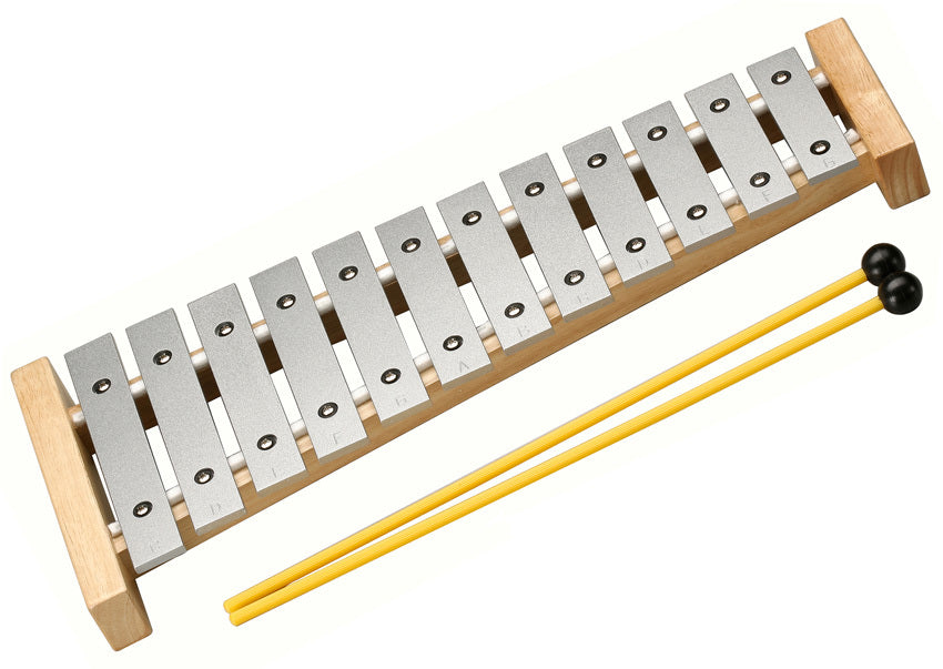 Opus Percussion 12-Note Silver Glockenspiel with Natural Wood Frame ...