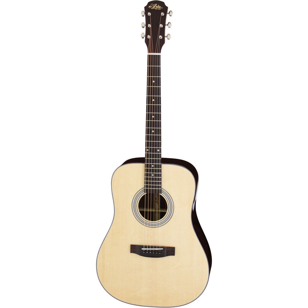 Aria 200 Series Dreadnought Body Acoustic Guitar in Natural Gloss ...