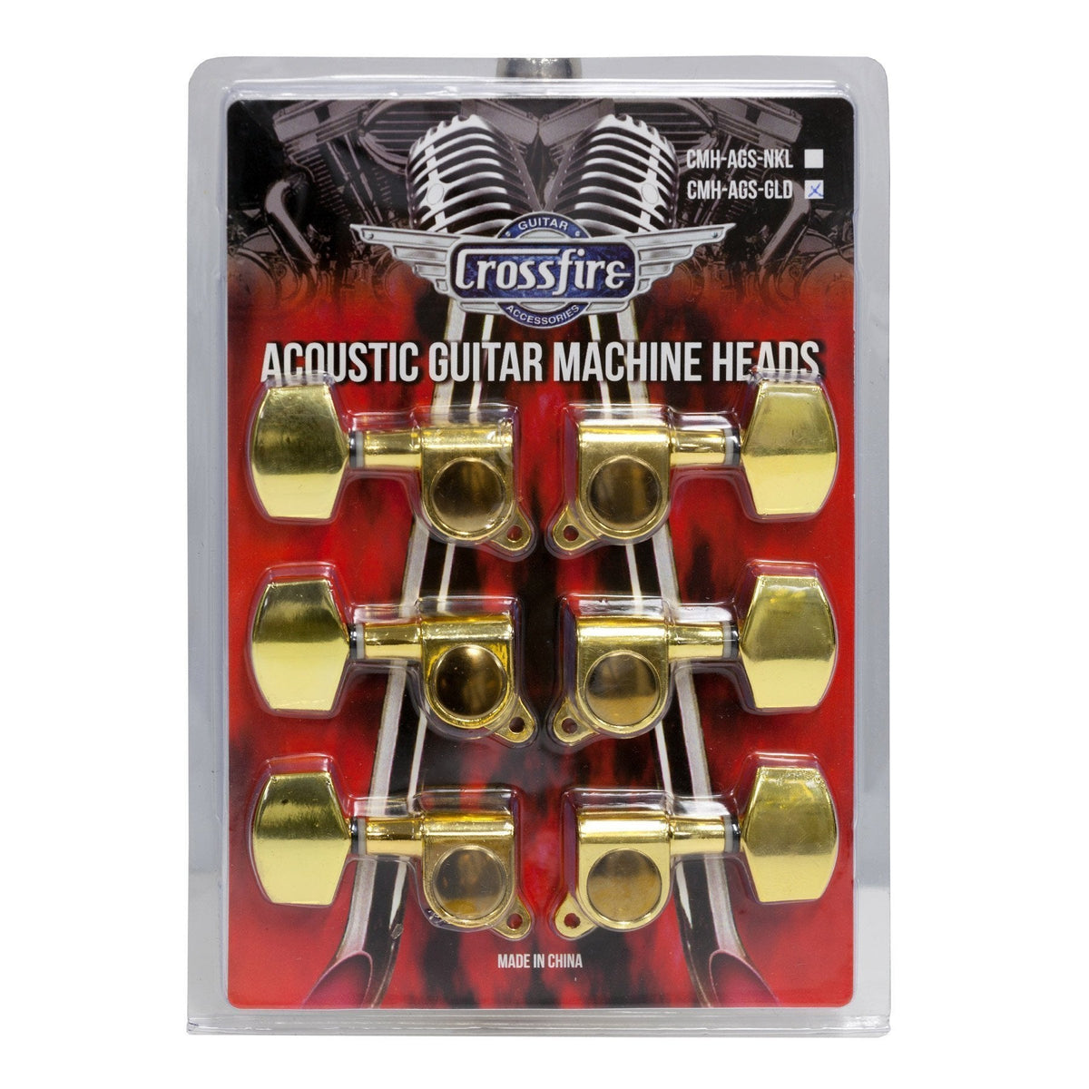 Crossfire Acoustic Guitar Machine Head Set (Gold with Buttons) — Music ...