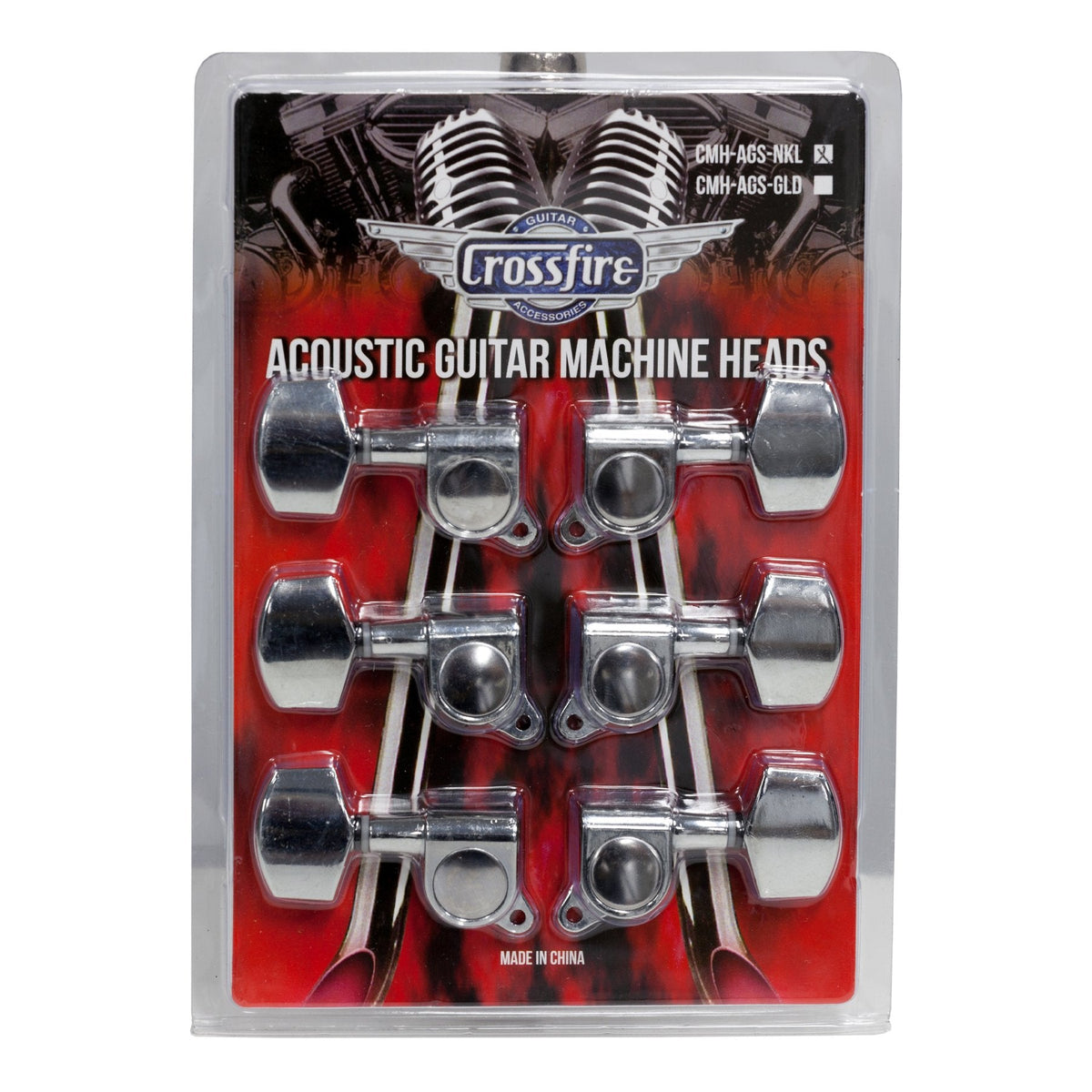 Crossfire Acoustic Guitar Machine Head Set (Nickel with Buttons ...