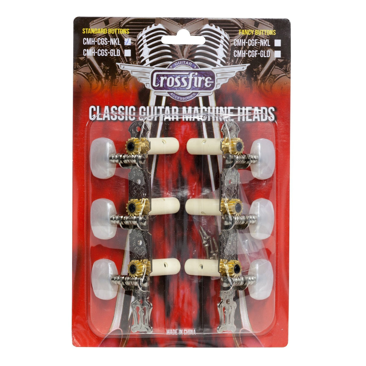 Crossfire Classical Guitar Machine Head Set (Nickel with Buttons ...