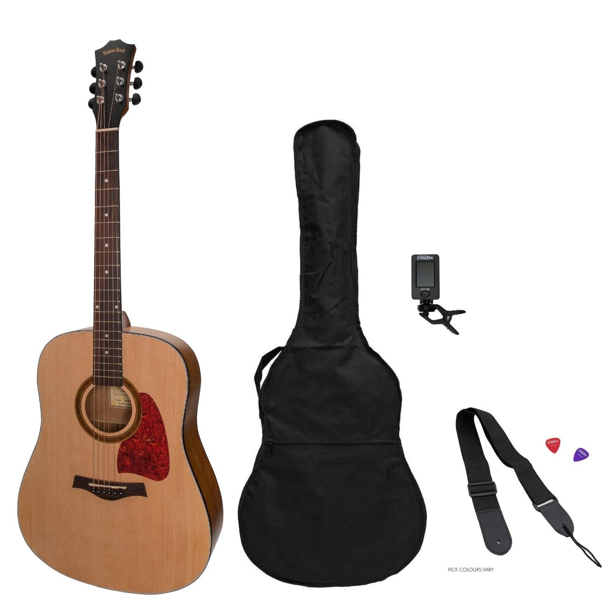 Sanchez Acoustic Dreadnought Guitar Pack (Spruce/Acacia) — Music Man ...