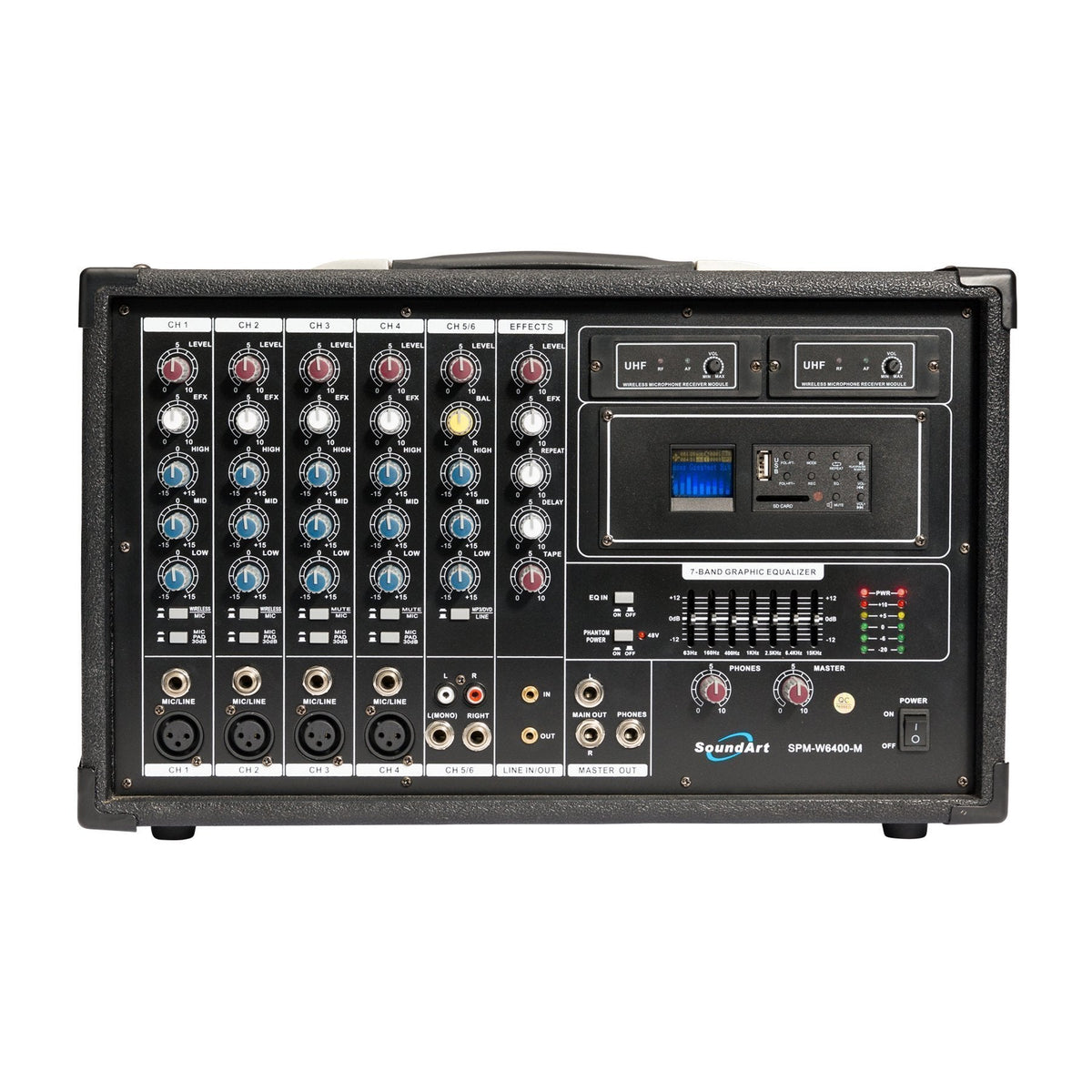 SoundArt 6 Channel 400 Watt Dual Wireless Powered Mixer PA System with — Music Man Australia